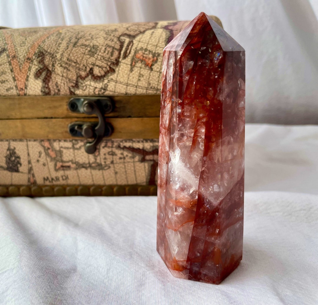 4” AAA Quality Fire Quartz 6 Sided Tower, Stunning! - Etsy