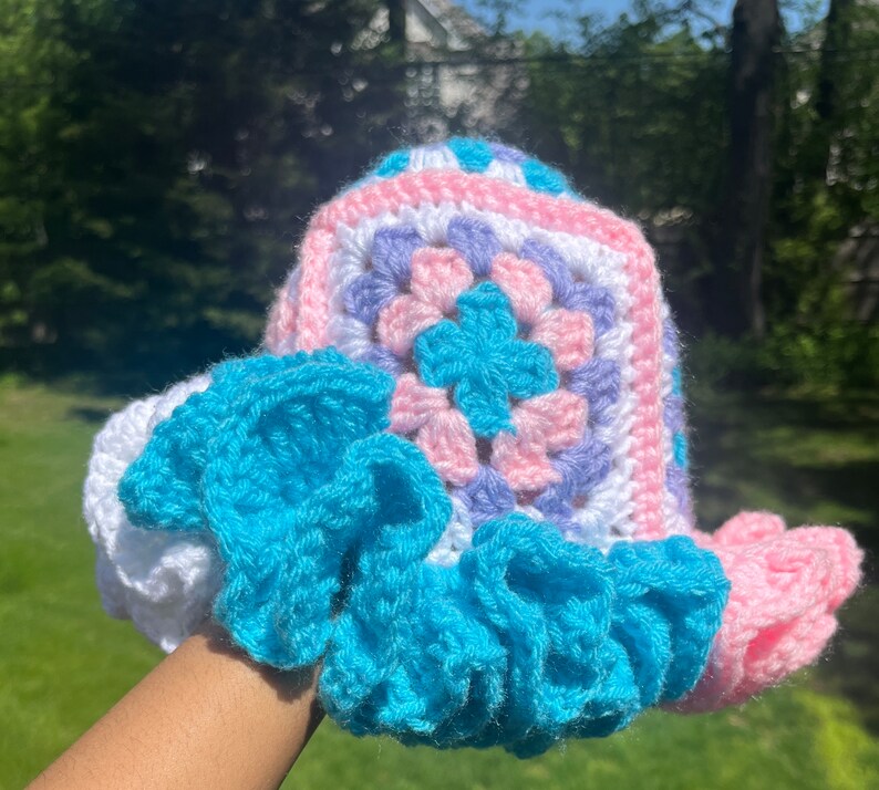 Granny Square Hat With X Large Ruffles/leahsoffthehook - Etsy