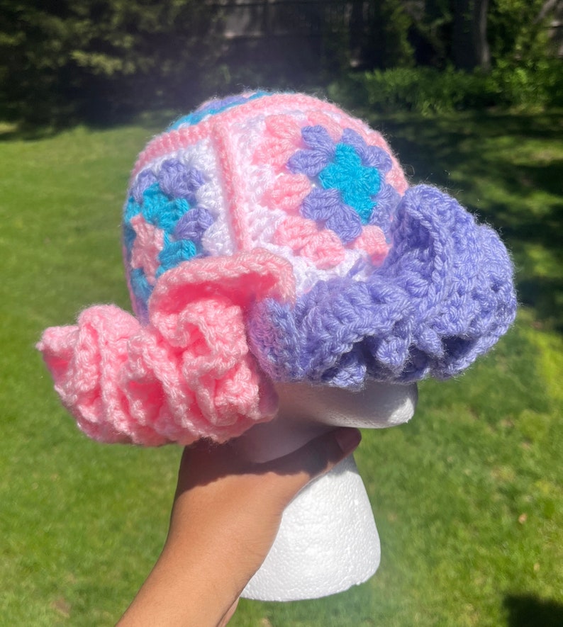 Granny Square Hat With X Large Ruffles/leahsoffthehook - Etsy