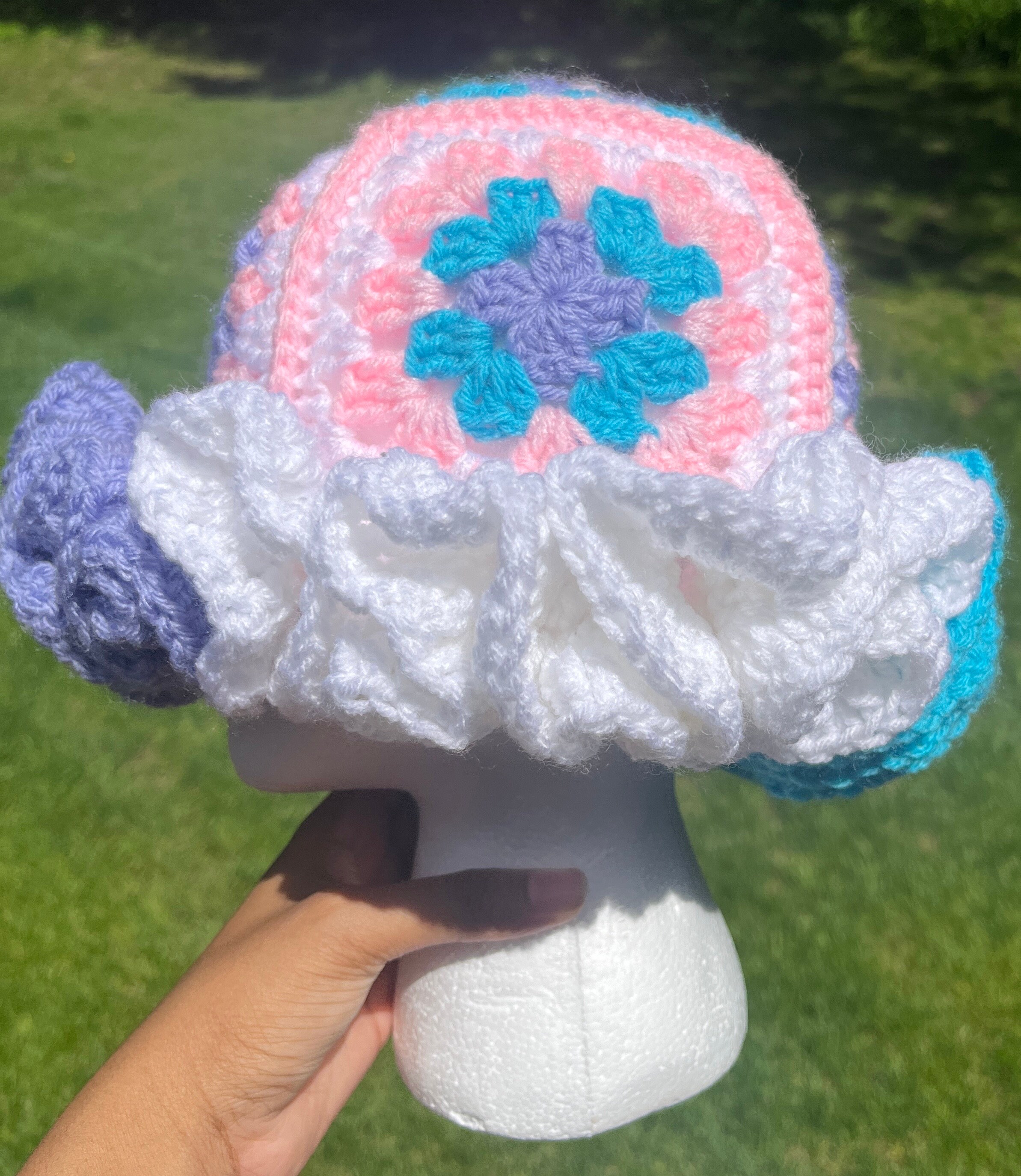 Granny Square Hat With X Large Ruffles/leahsoffthehook - Etsy