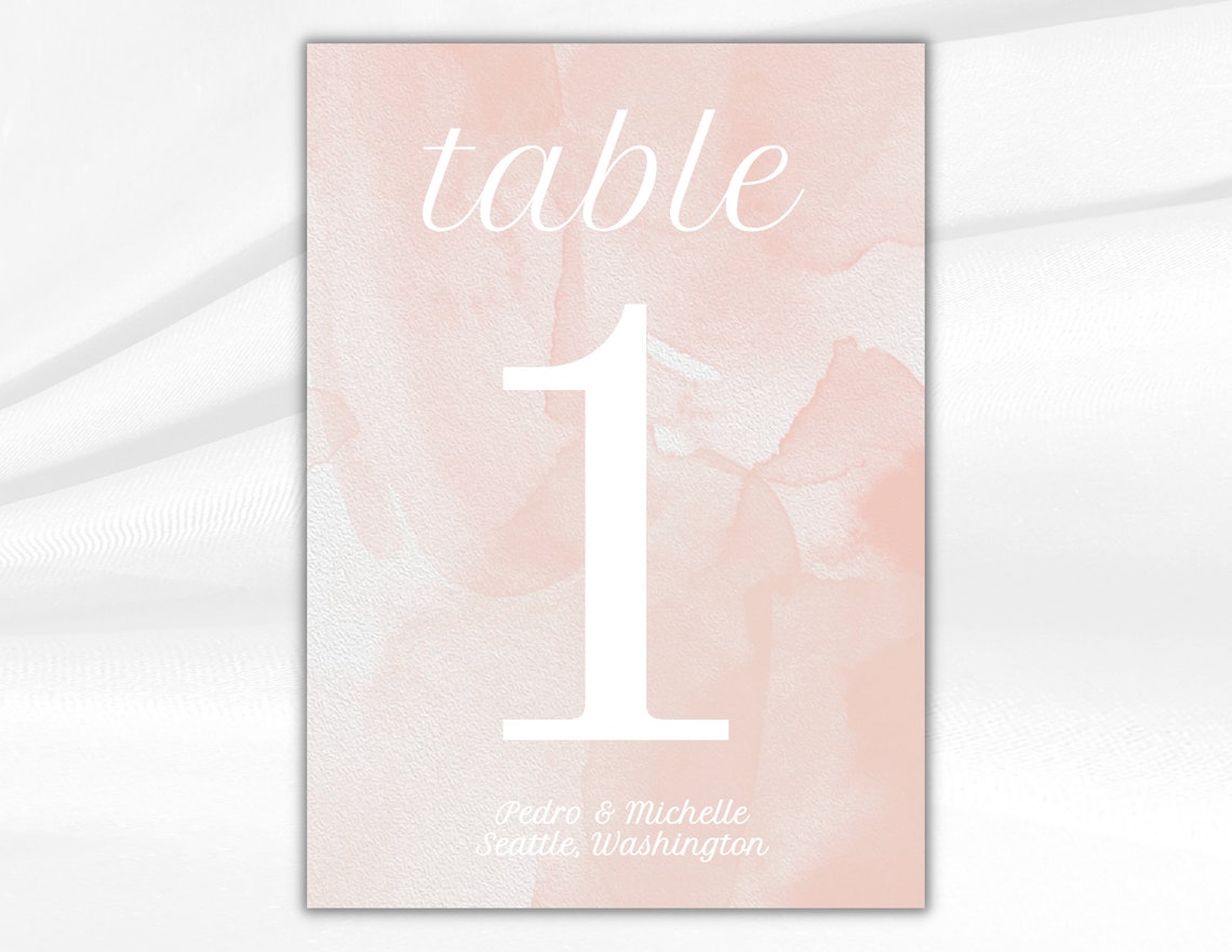 Customizable Table Numbers Template [text, Watercolor Pink], Table ...