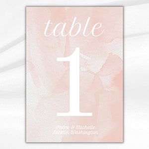Customizable Table Numbers Template [text, Watercolor Pink], Table ...