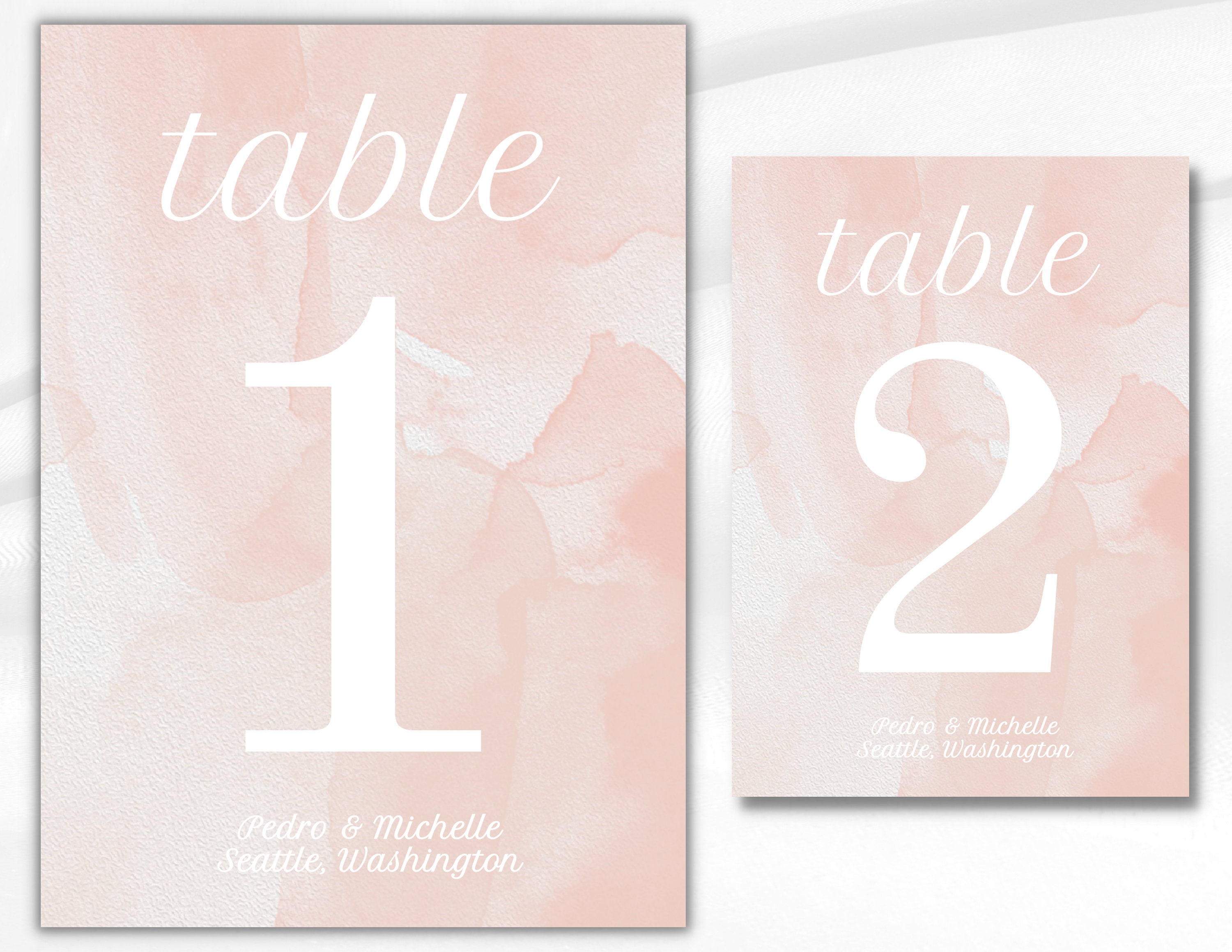 Customizable Table Numbers Template [text, Watercolor Pink], Table ...