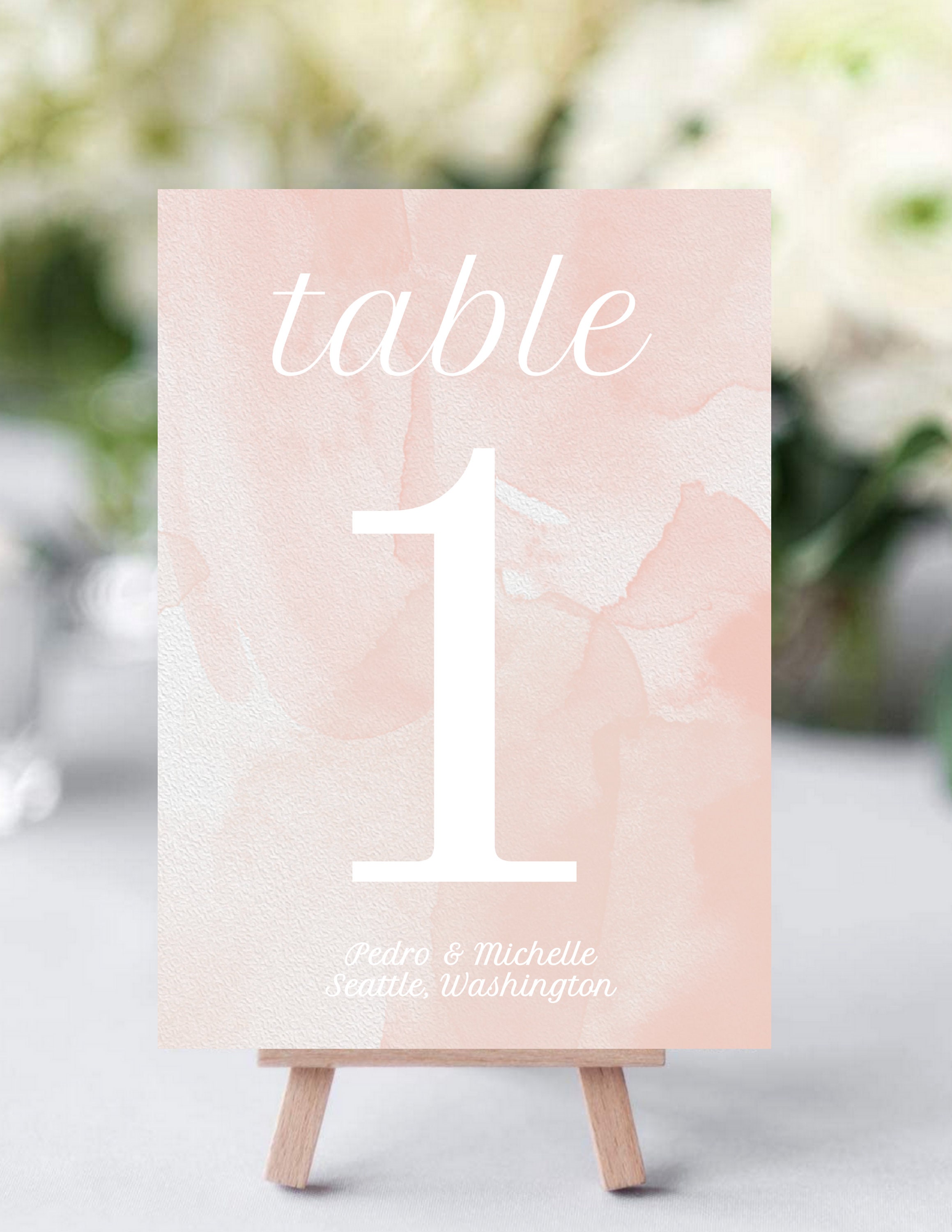 Customizable Table Numbers Template [text, Watercolor Pink], Table ...