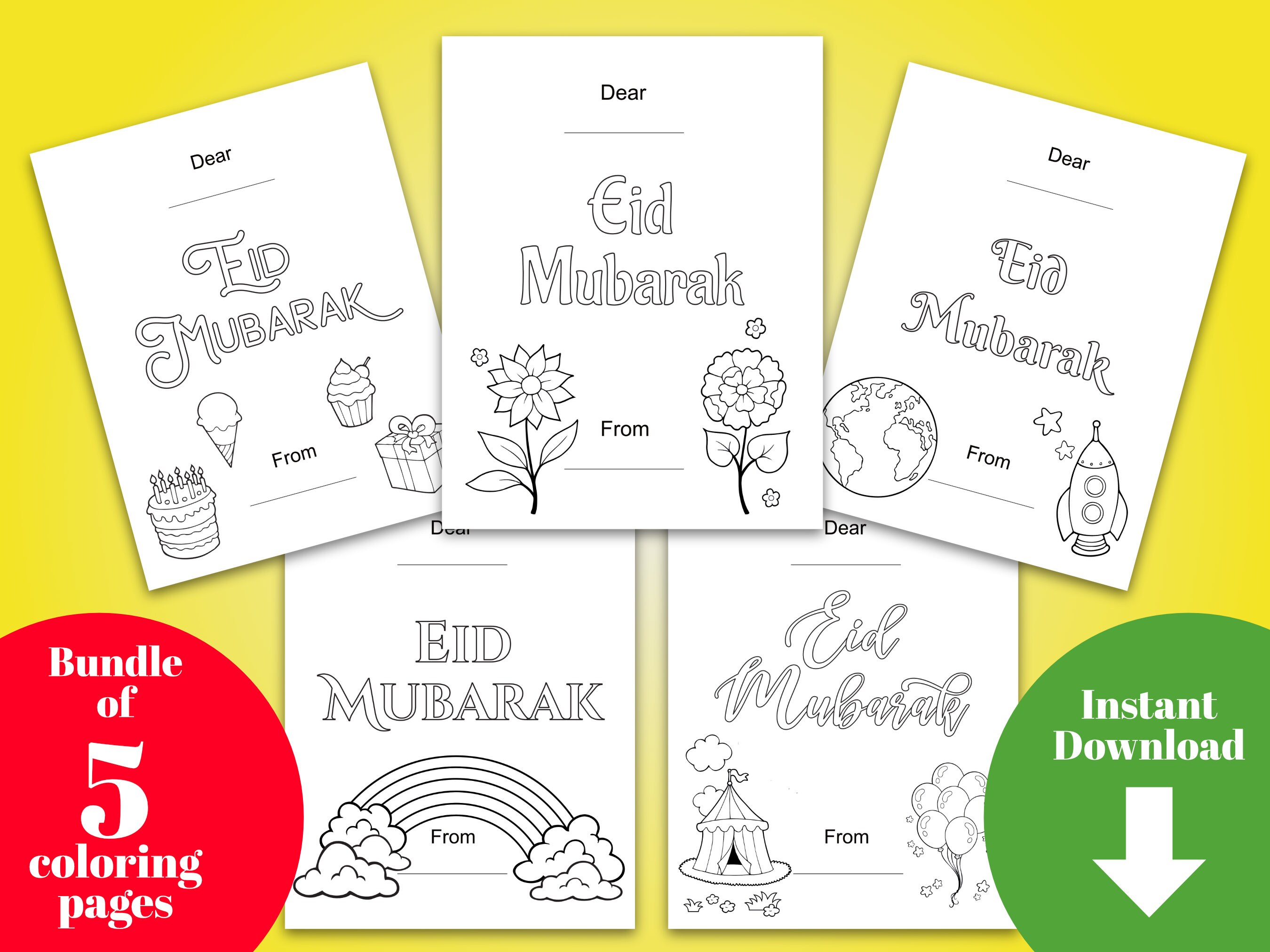 Printable Eid Gift - Colouring Pages for Kids, Eid Gift for Children - Etsy