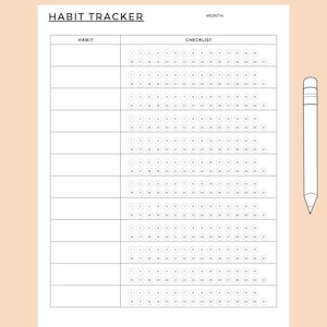 Habit Tracker Printable, Minimalist Habit Tracker Template Printable ...