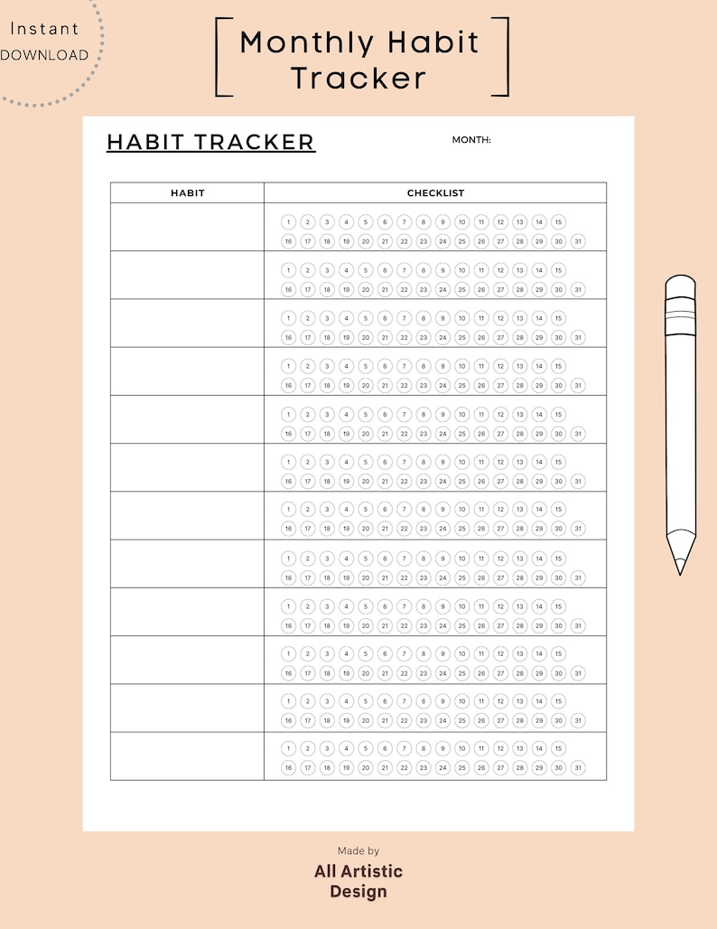 Habit Tracker Printable, Minimalist Habit Tracker Template Printable ...