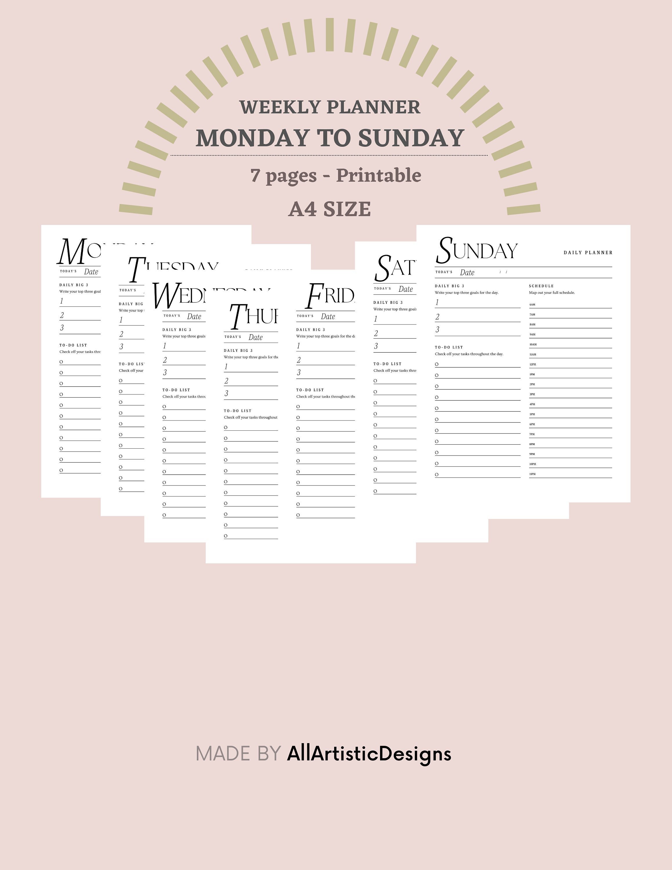 2023 Weekly Planner Printable, Minimalist Weekly Schedule, Weekly ...