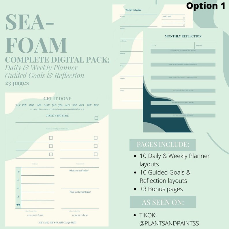 Complete Digital Download Template; Sea-foam - Etsy