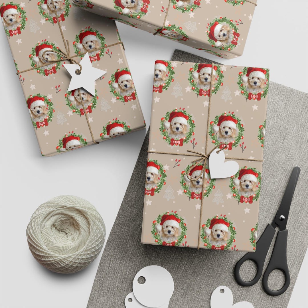 Custom Pet Holiday Gift Wrap, Personalized Dog Wrapping Paper - Etsy