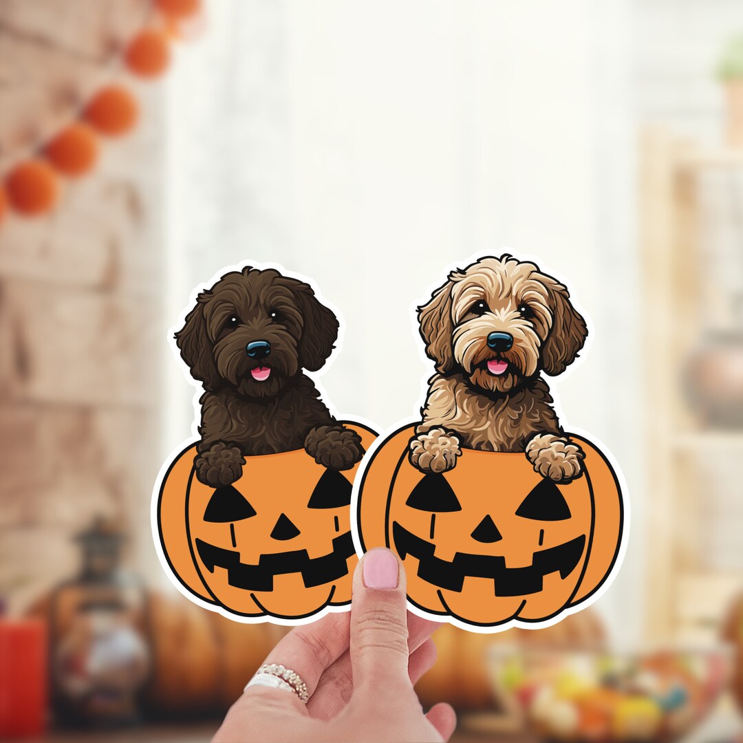 Spooky Pup Dog Halloween Sticker, Goldendoodle Sticker Decal - Etsy