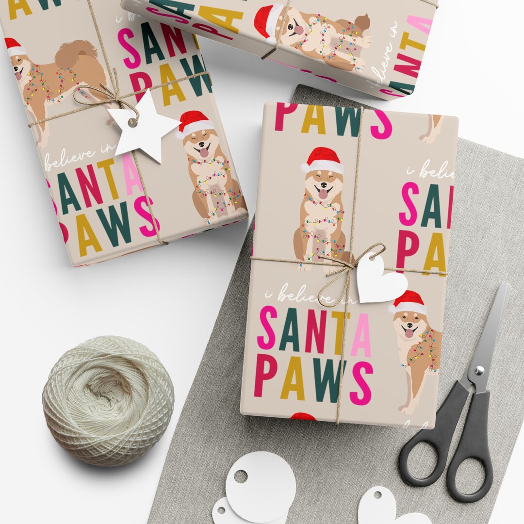 Gift Wrap Papers, Shiba Inu Christmas Gift Wrap Paper, Santa Paws Dogs Holiday Gift Wrap ...