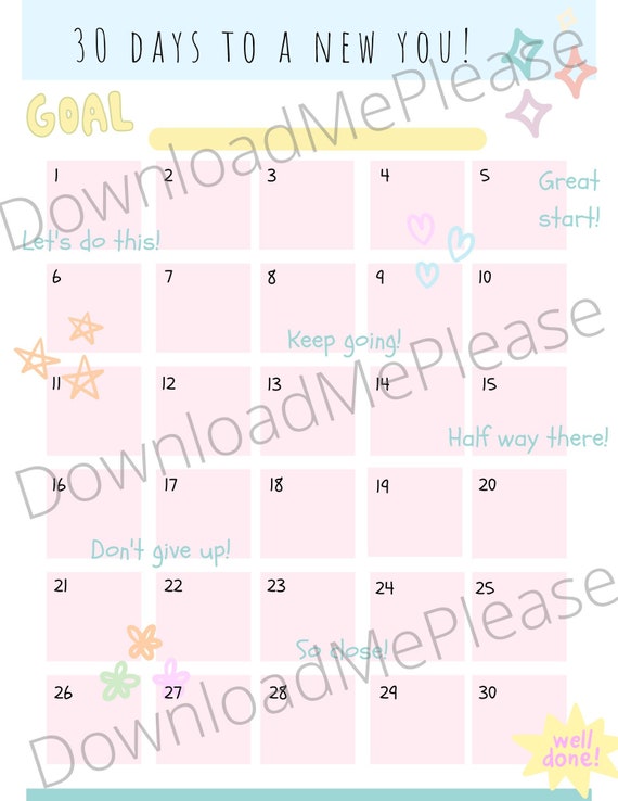 30 Day Goal Tracker PDF Instant Download - Etsy