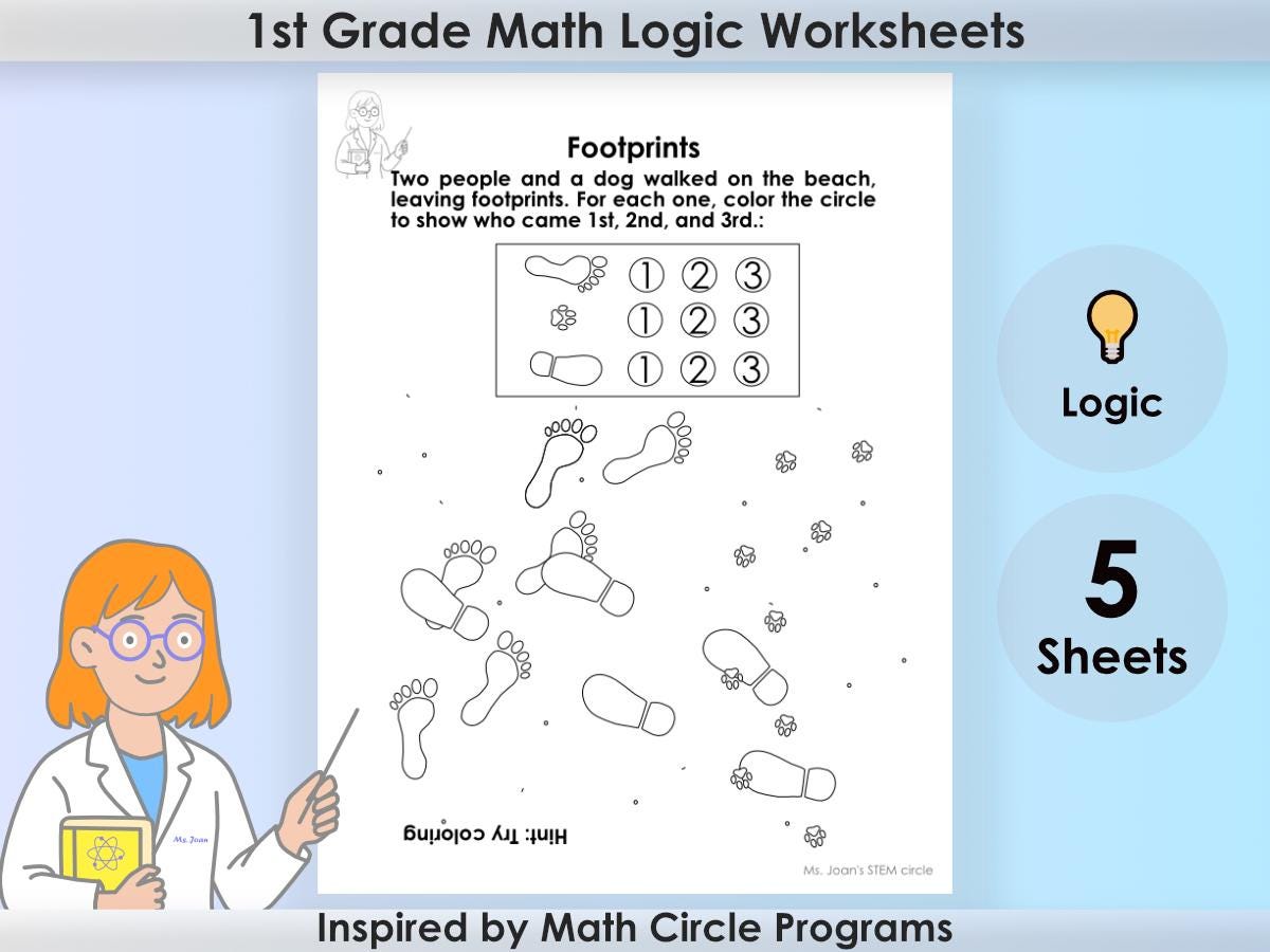 1st Grade Math Worksheets – Logic Puzzles for Early Finishers - Etsy