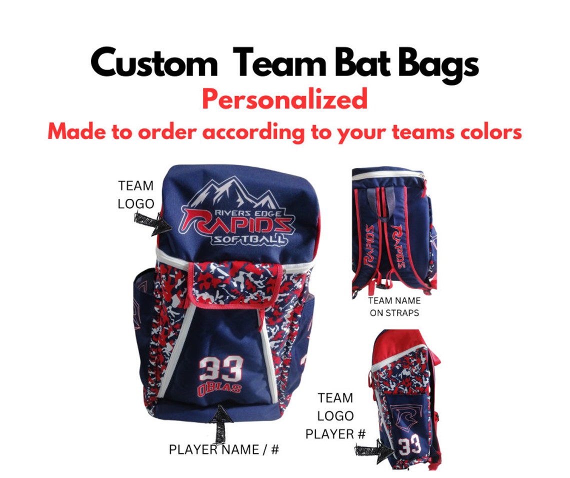 Custom Baseball Team Bat Bag, Softball Team Bat Bag Personalized ...