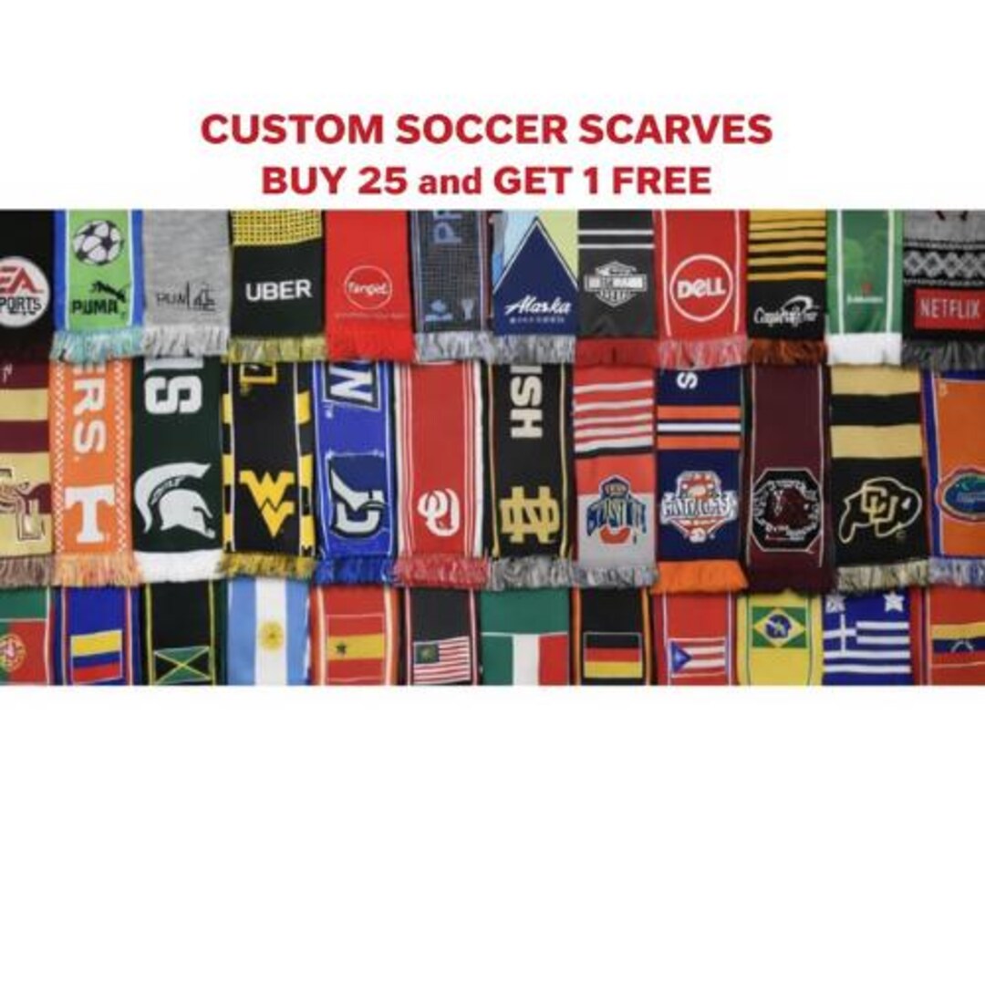 Custom Soccer Scarves, Futbol Scarf, Spirit Custom Knitted Scarf ...