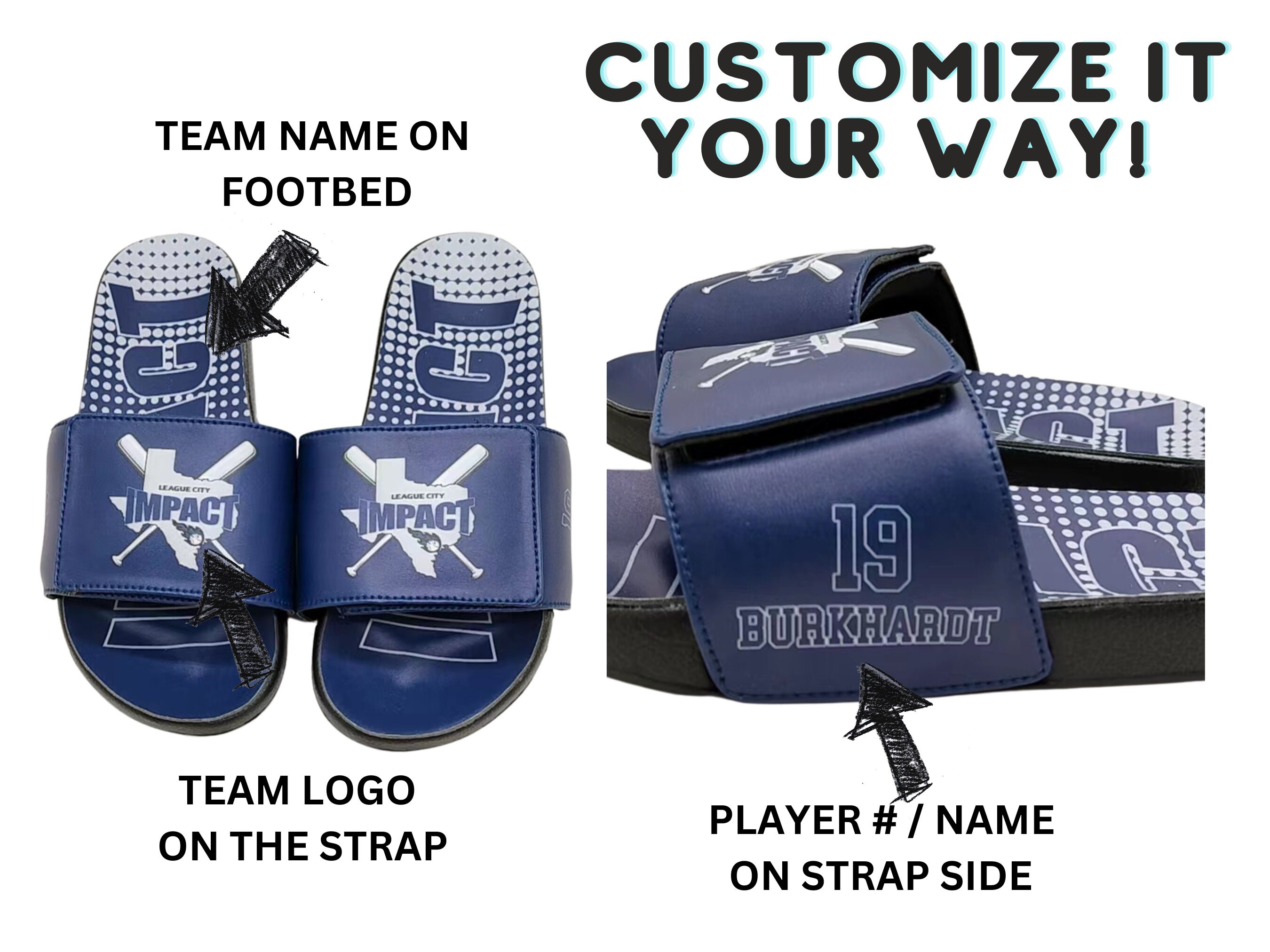 Personalized Slides, Custom Logo Sports Team Slides, Design Your Own ...