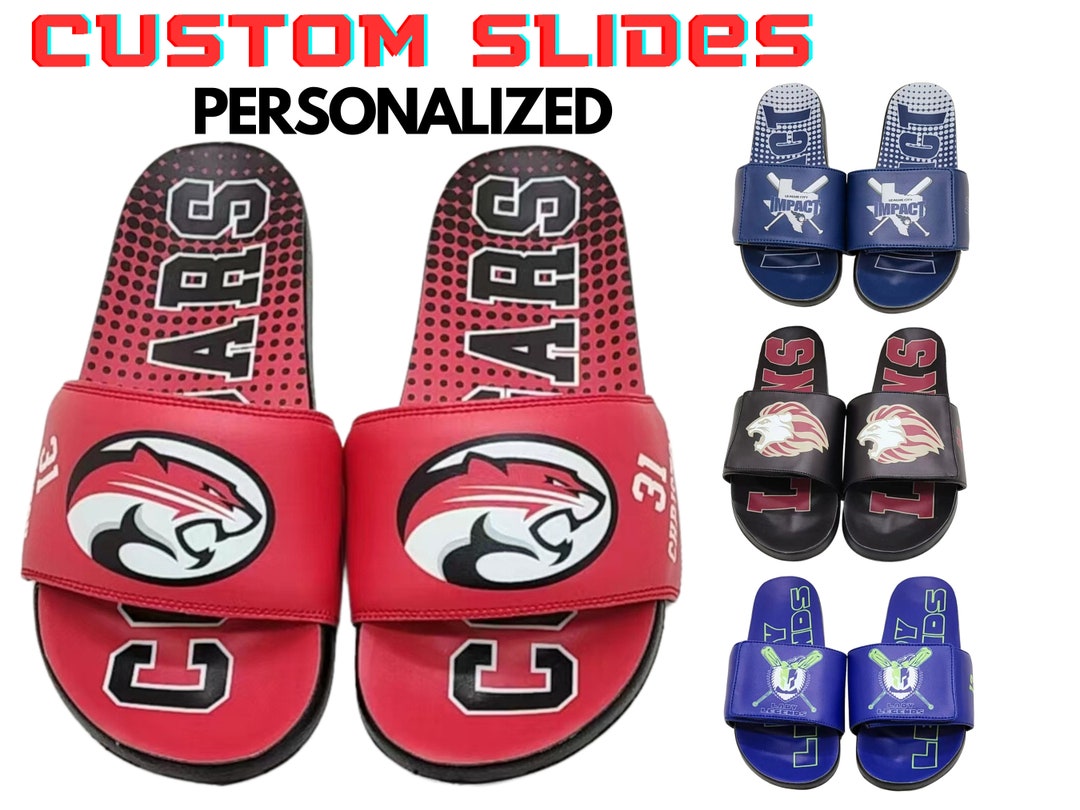 Personalized Slides, Custom Logo Sports Team Slides, Design Your Own ...