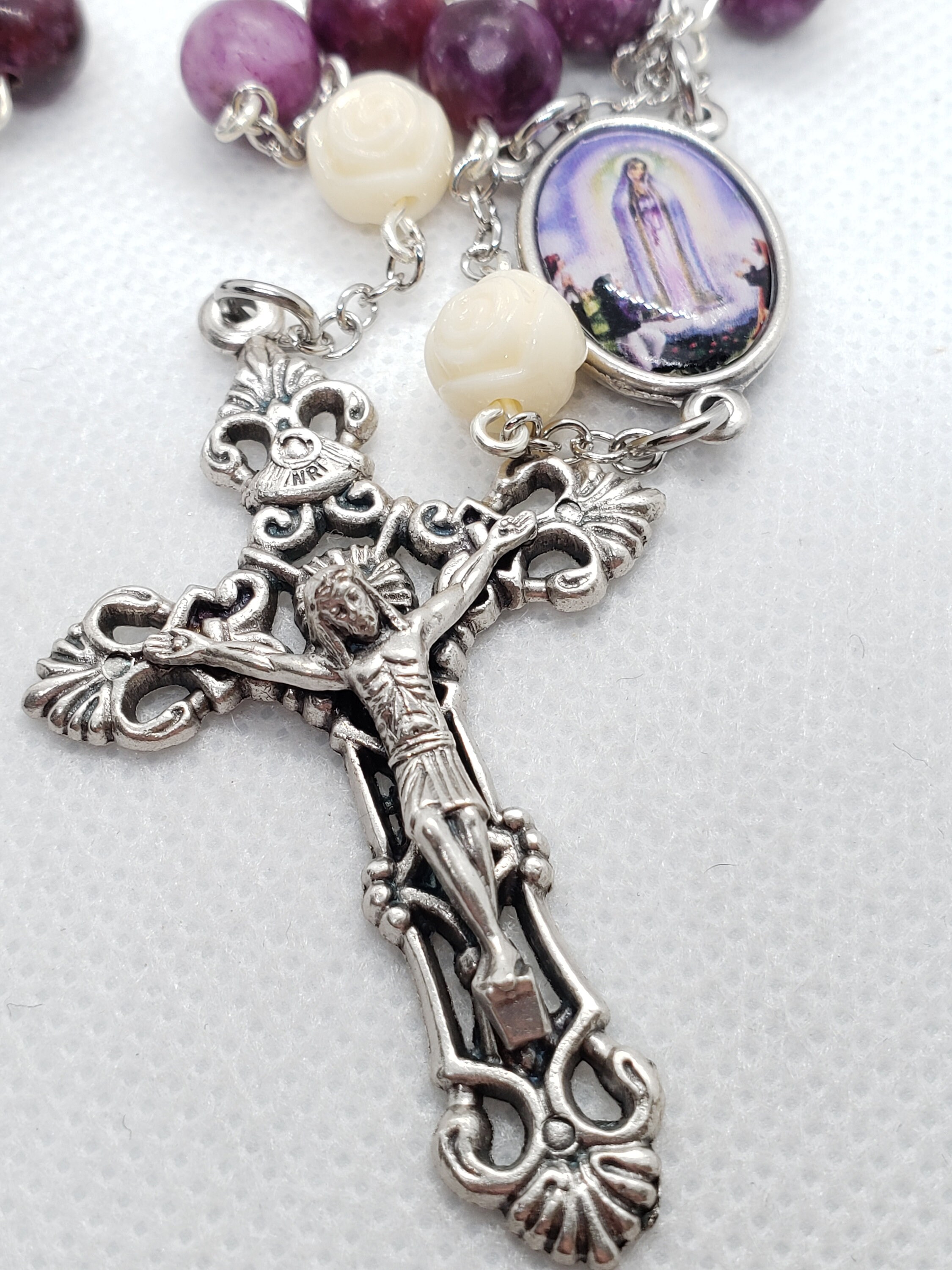 Our Lady of Fatima Rosaries 8mm Lepidolite Beads With 8mm - Etsy