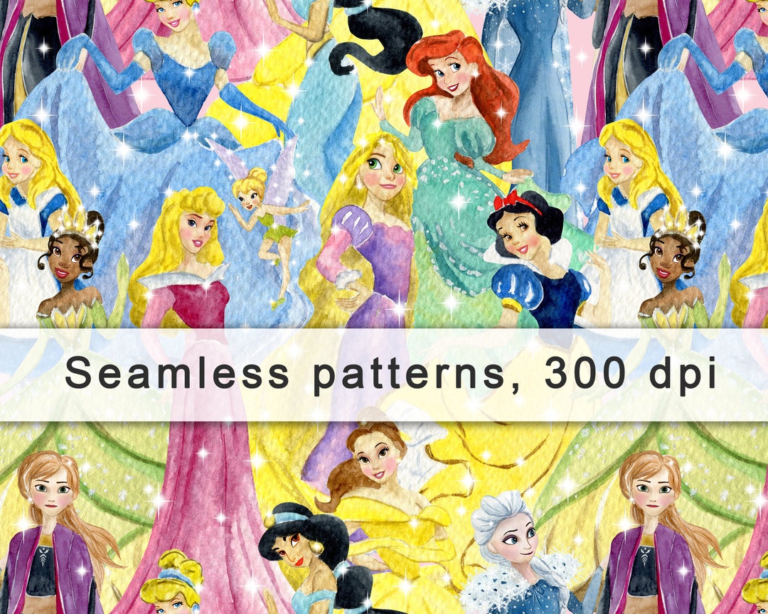 Princess Digital Paper, Magic Kingdom, Castle, Watercolor, Background ...