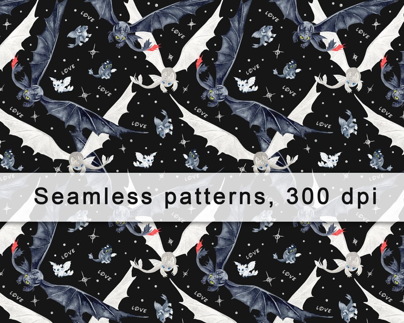 How to Train Your Dragon Night Fury Digital Paper Magic - Etsy