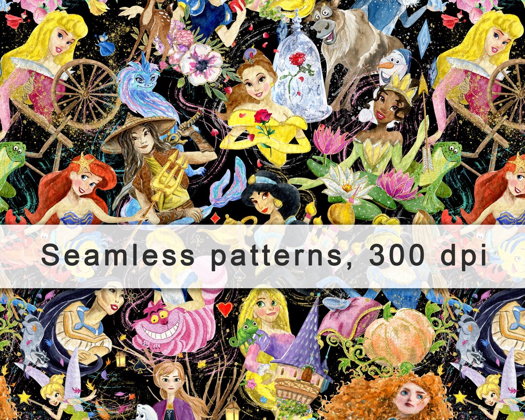 Princess Digital Paper, Magic Kingdom, Castle, Watercolor, Background ...