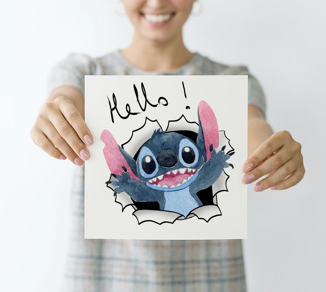 Stitch Sublimation Transfer PNG Magic Kingdom Watercolor - Etsy