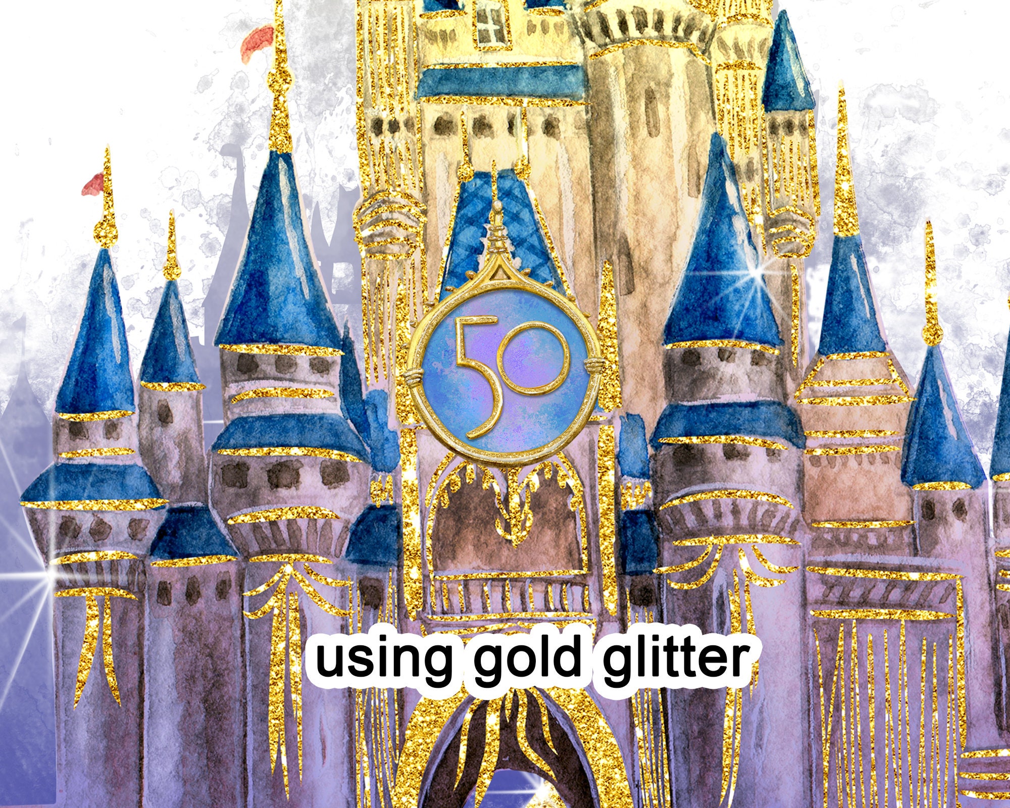 50th Anniversary Magic Kingdom Castle Parks Mouse Print - Etsy