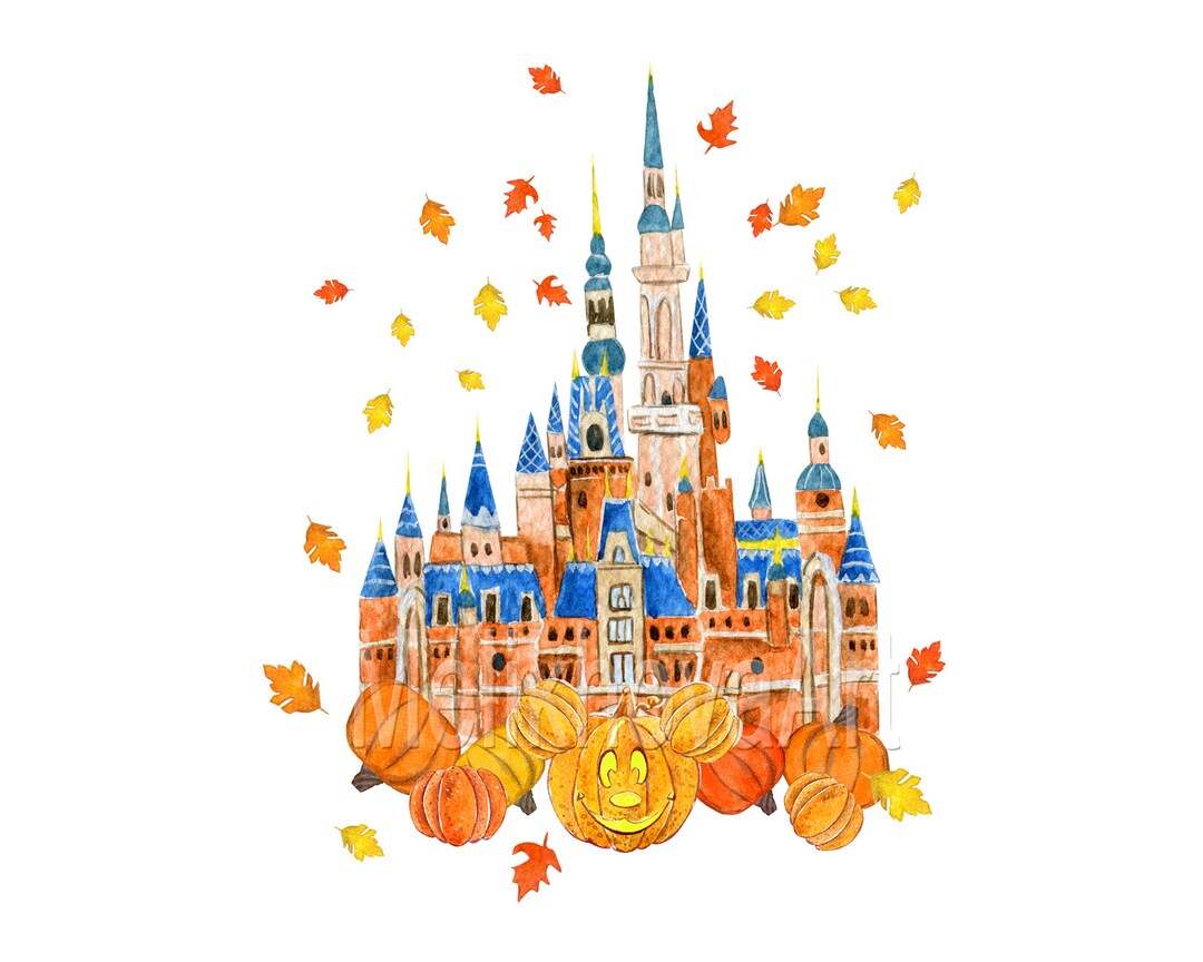 Fall, Castle, Magic Kingdom, Halloween, Pumpkin, Autumn, Mouse, Print ...