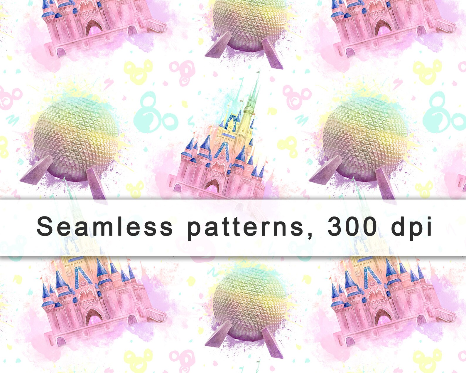 Epcot Magic Kingdom Castle Parks Mouse Watercolor - Etsy