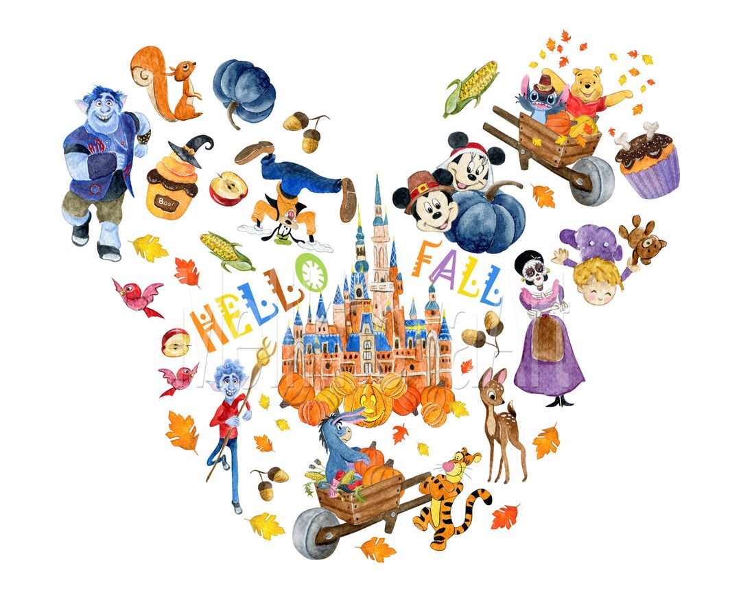 Fall, Mouse Head, Magic Kingdom, Castle, Watercolor, Autumn, Halloween ...