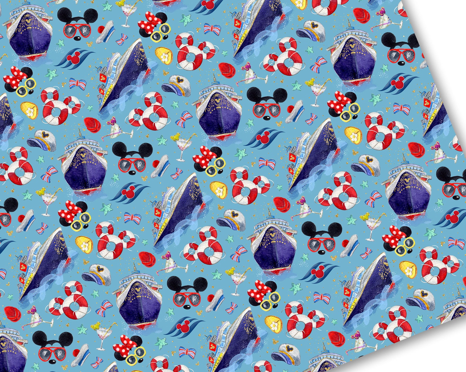 Cruise Magic Kingdom Ocean Mouse Sea Vintage Watercolor - Etsy