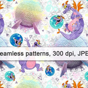 Epcot, Figment, Magic Kingdom, Mountain, Parks, Digital Paper ...