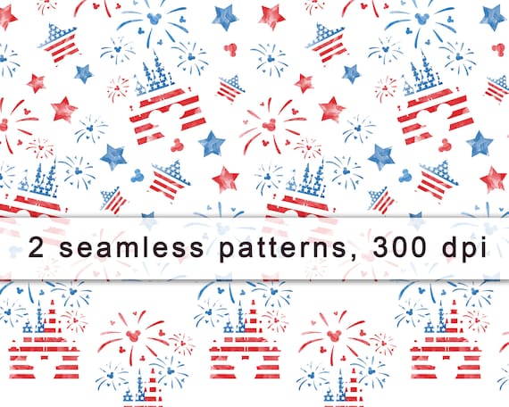 4th of July Castle Stars Digital Paper American Flag | Etsy
