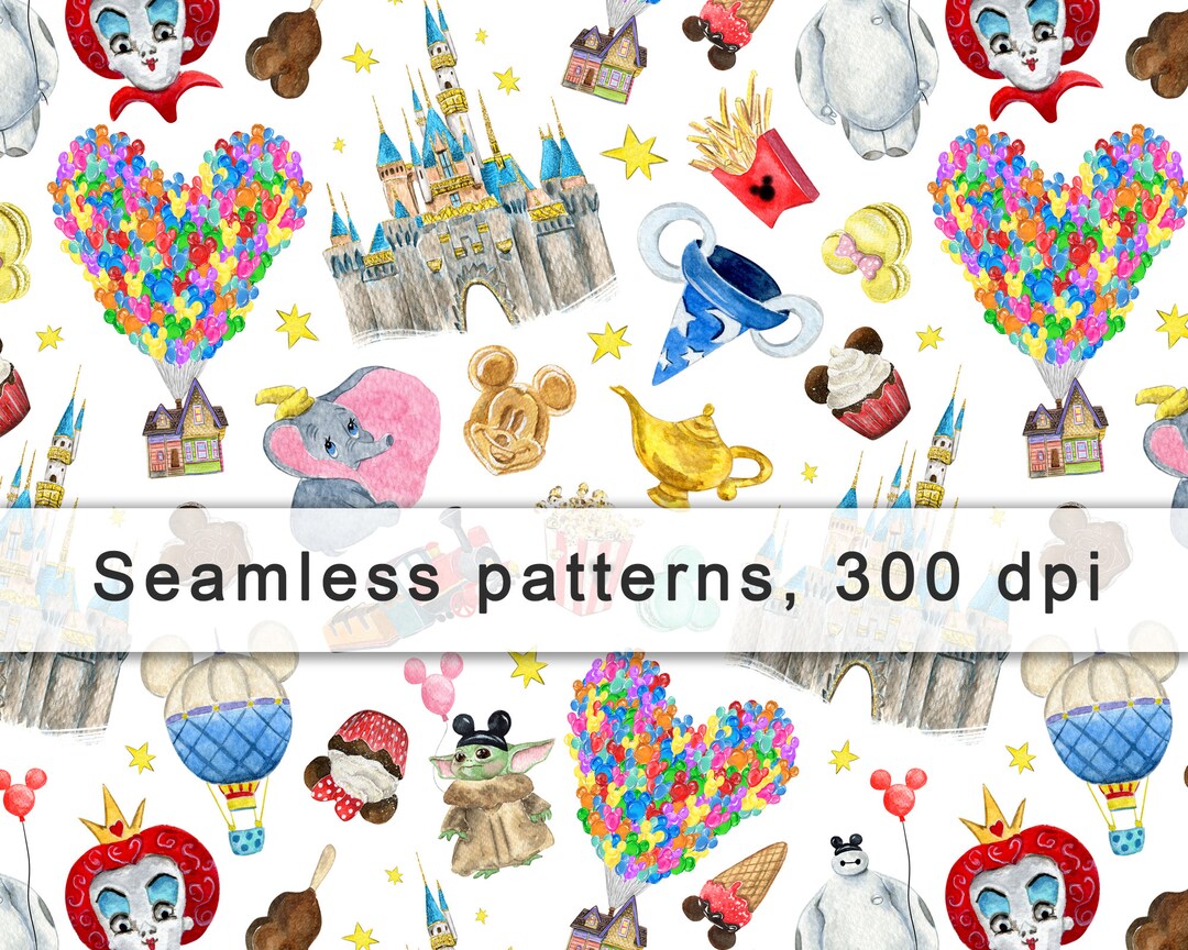 Magic Kingdom, Parks, Digital Paper, Watercolor, Castle, Mouse ...