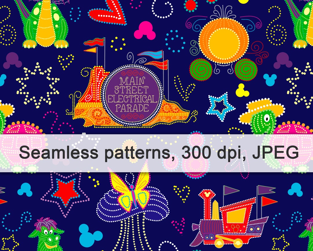 Electrical Parade, Magic Kingdom, Parks, Digital Paper, Watercolor ...