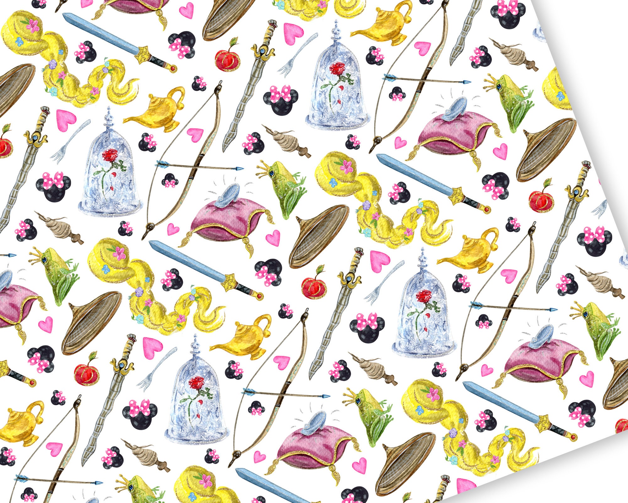 Princess Digital Paper Magic Kingdom Castle Watercolor - Etsy Australia