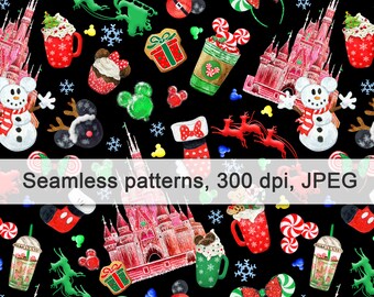 Magic Kingdom Mouse Digital Paper Castle Seamless Pattern - Etsy