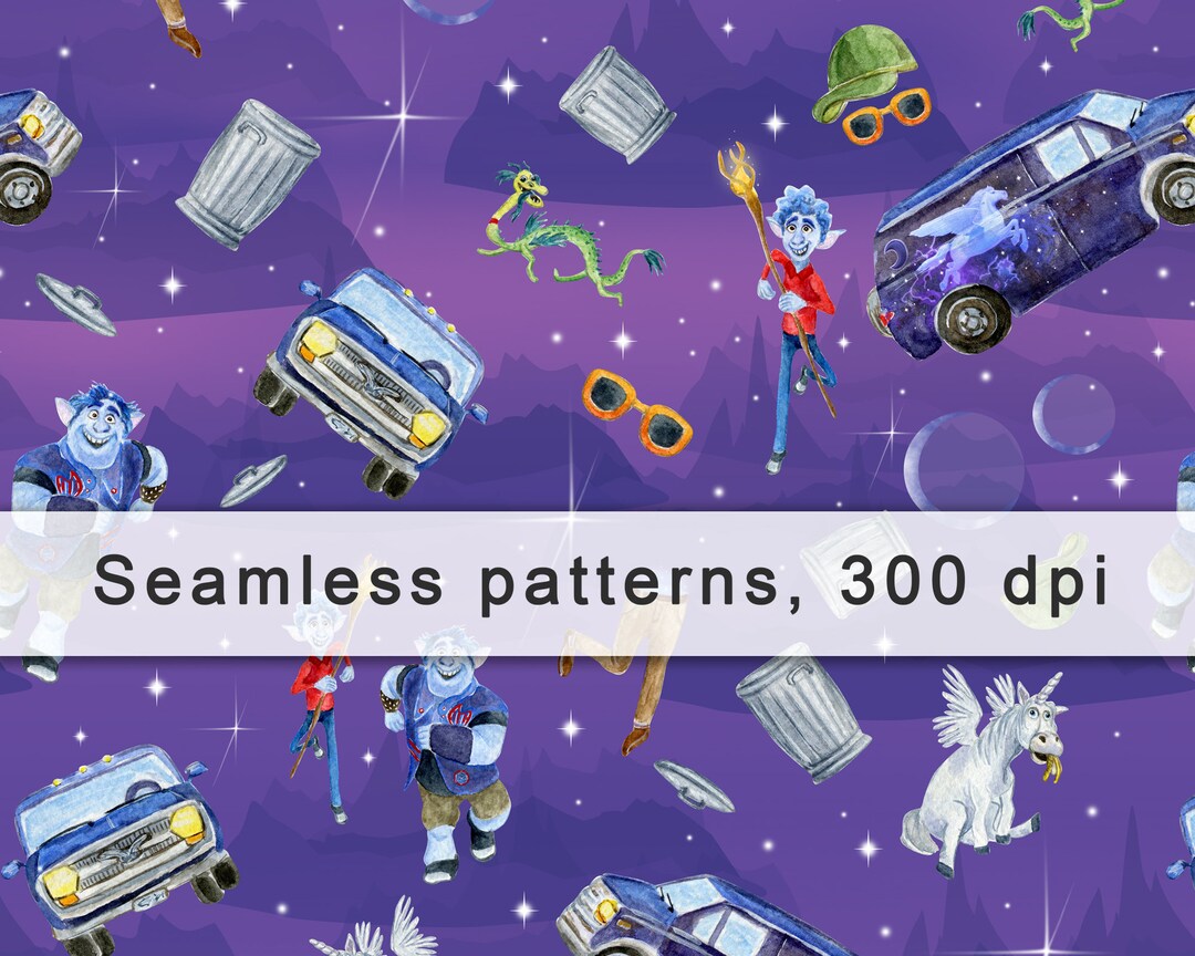 Onward, Magic Kingdom, Truck, Digital Paper, Seamless Pattern ...