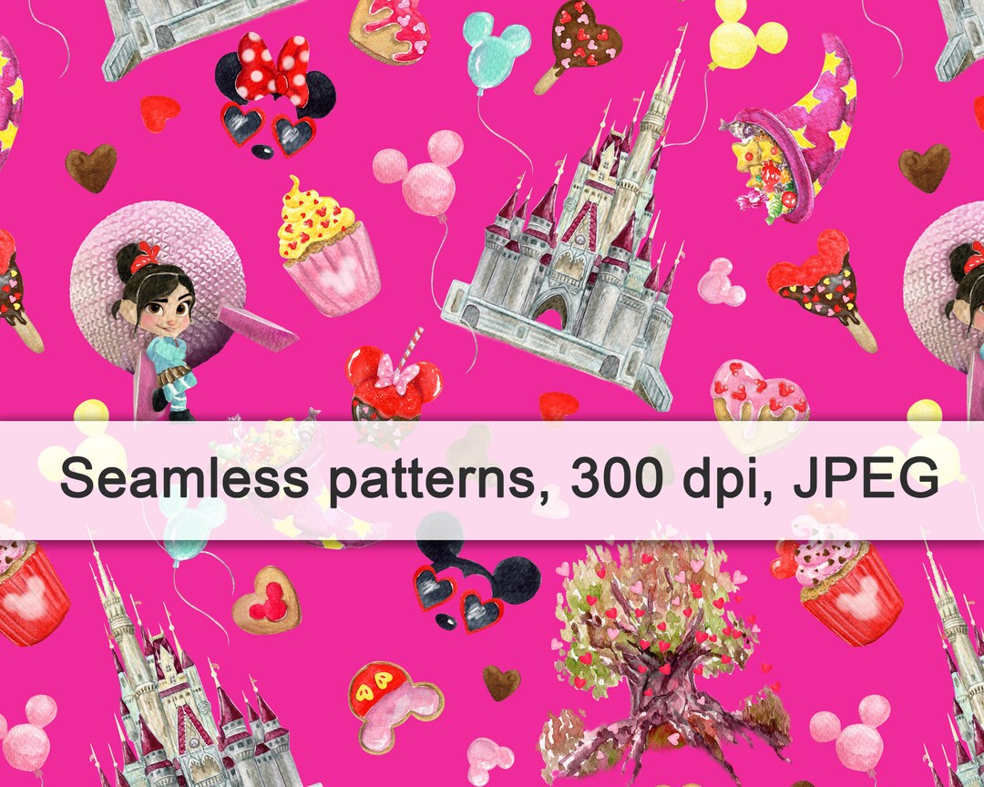 Magic Kingdom, Parks, Epcot, Digital Paper, Watercolor, Castle, Tree of ...