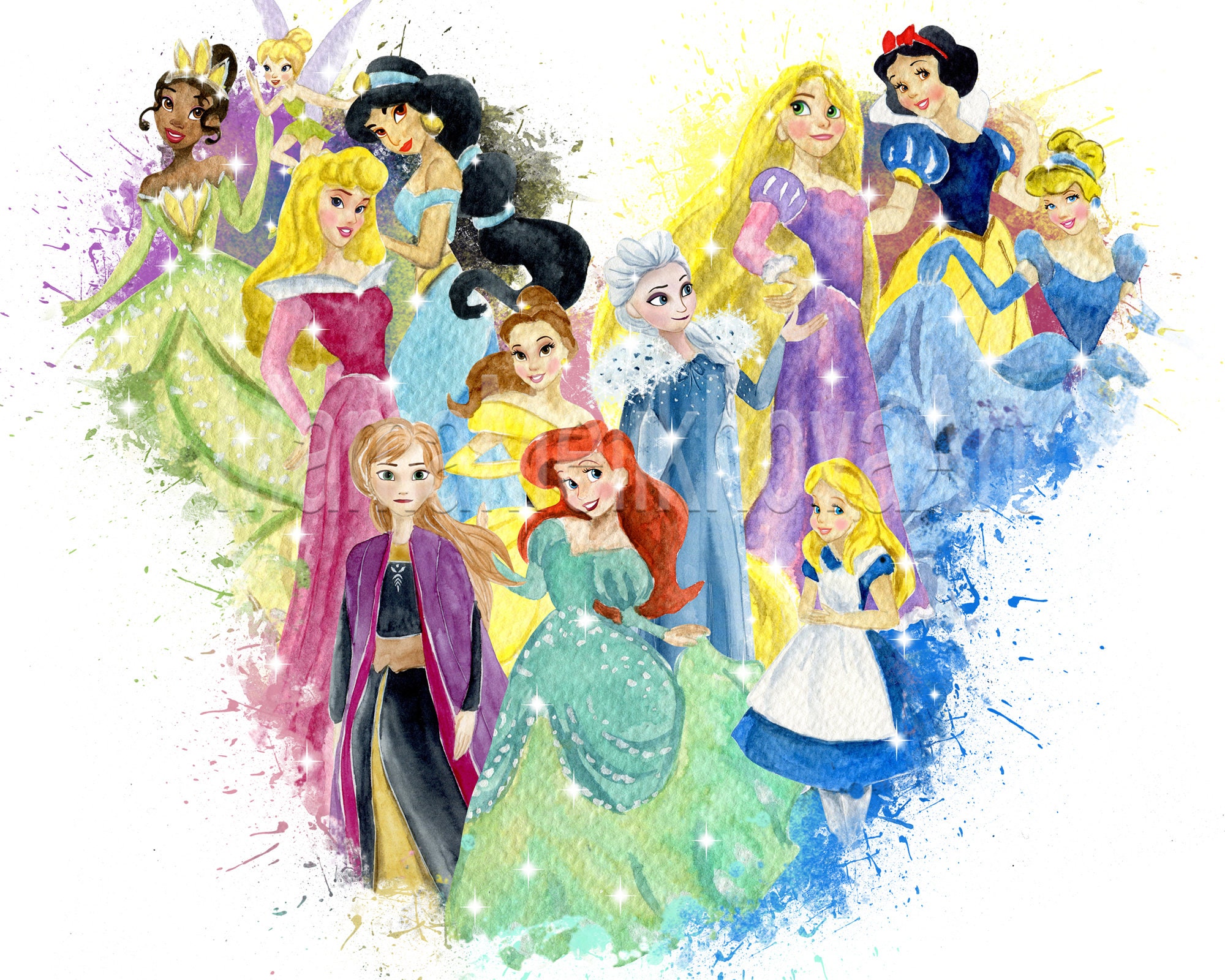 Princesses Mouse Head Magic Kingdom Watercolor Print - Etsy