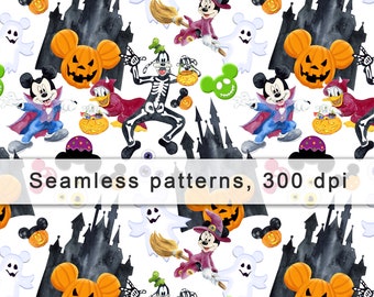 Magic Kingdom Mouse Digital Paper Castle Seamless Pattern - Etsy