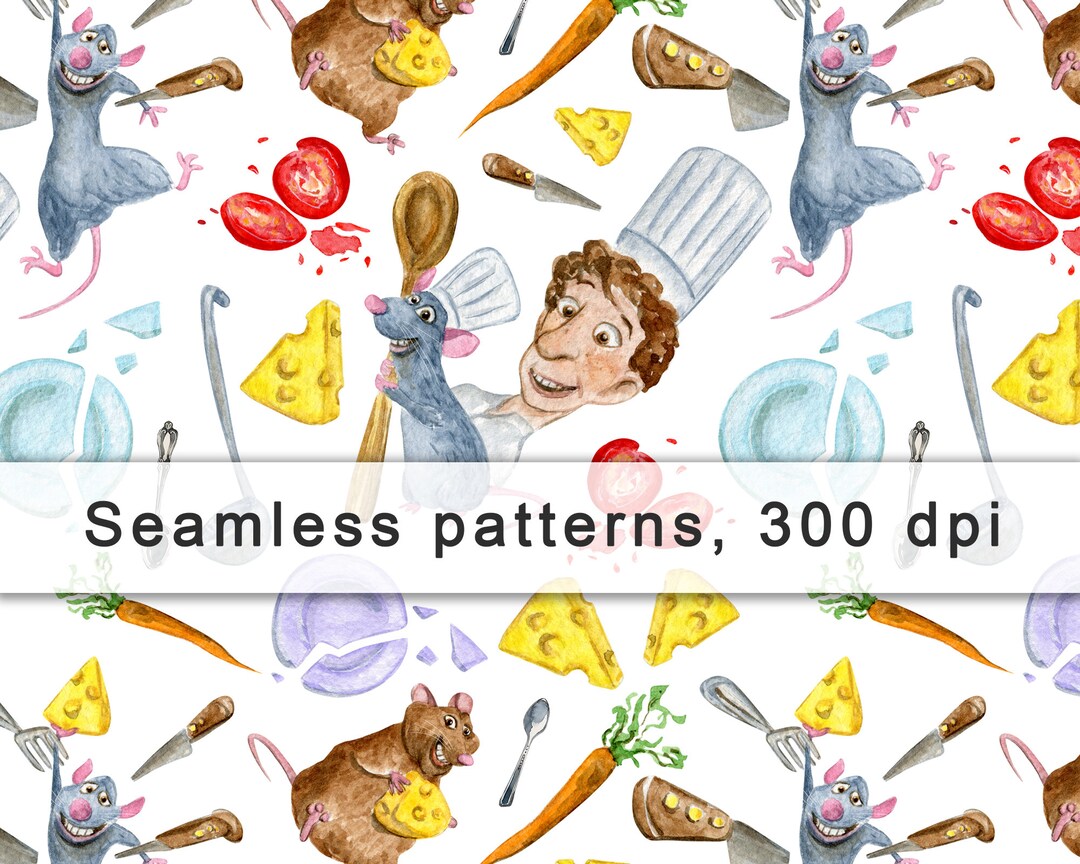 Ratatouille, Digital Paper, Printable, Print, Background, Watercolor ...