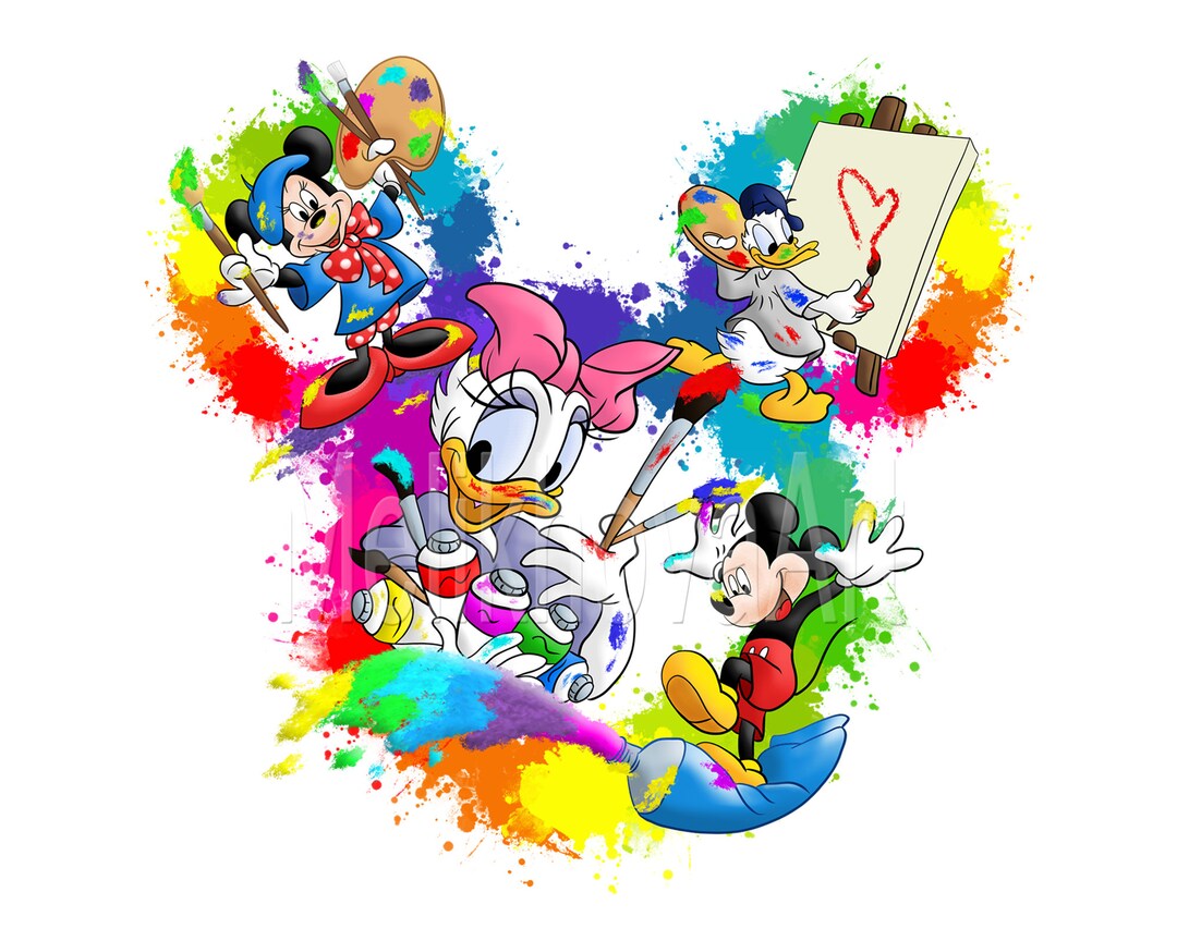 Watercolor Mouse Head Clipart, Rainbow Art Festival Design (PNG) - Etsy