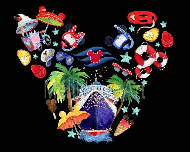 Cruise Magic Kingdom Ocean Mouse Sea Vintage Watercolor - Etsy