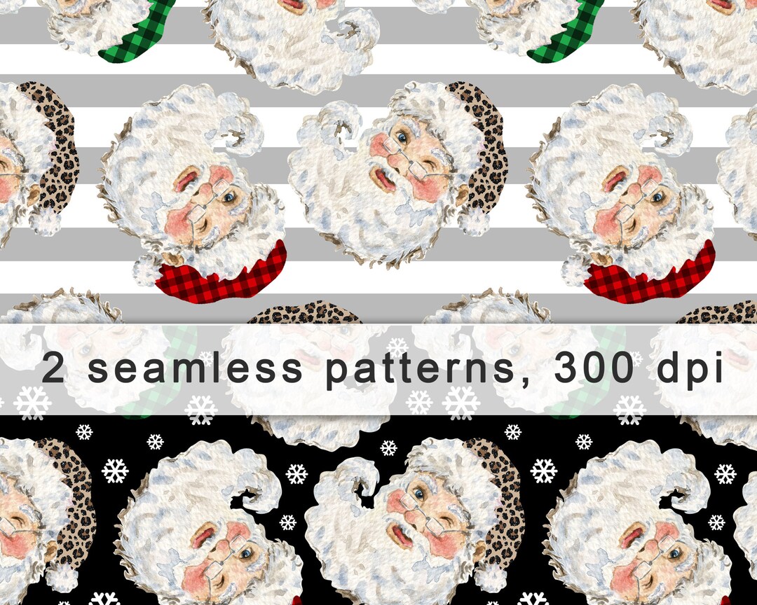 Christmas, Santa, Digital Paper, Retro, Vintage, Watercolor, Printable ...