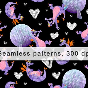 Epcot, Figment, Magic Kingdom, Mountain, Parks, Digital Paper ...