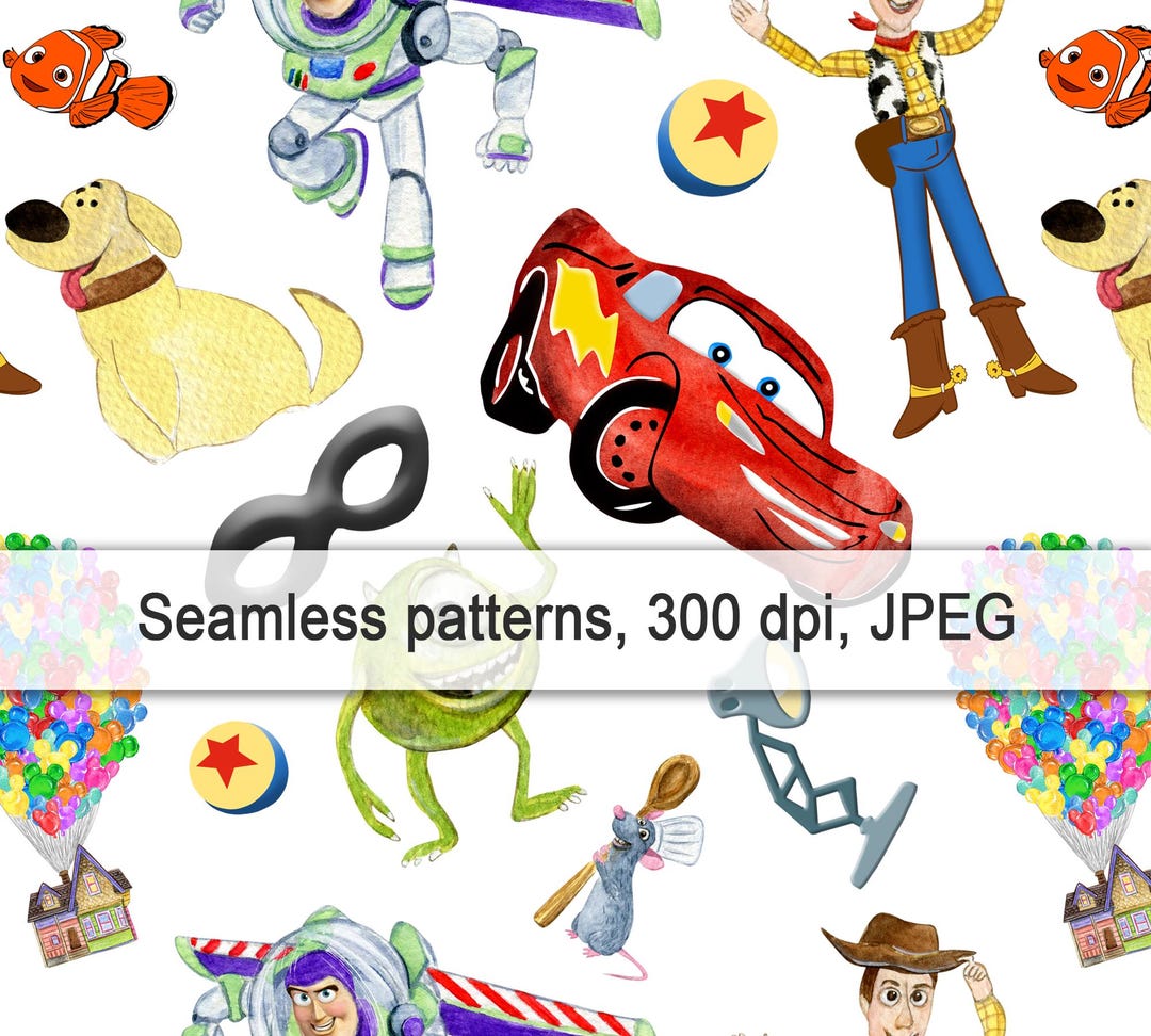 Pixar Fest, Pals, Party, Digital, Pixar Characters, Cars, Digital Paper ...
