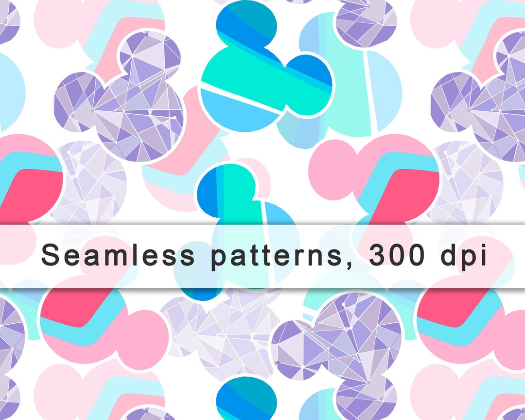 Geometric Mouse Head Seamless Pattern, Purple Wall Inspired (digital ...