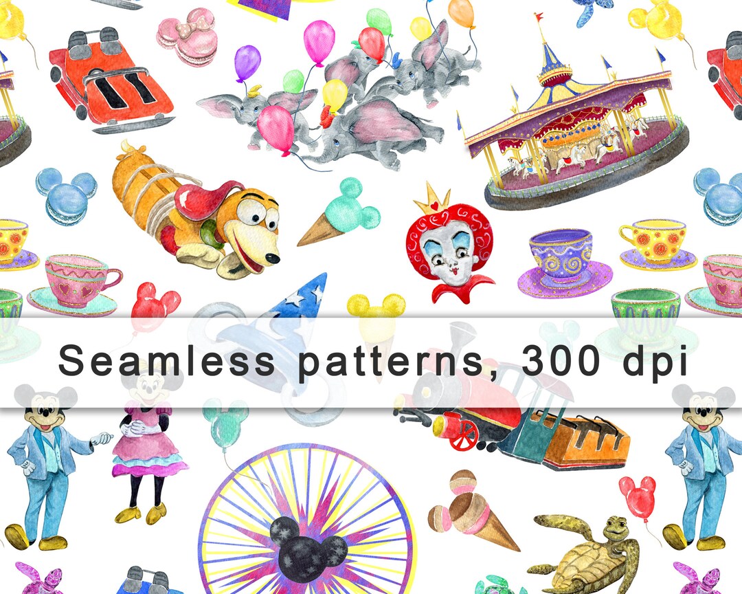 Magic Kingdom, Parks, Epcot, Digital Paper, Watercolor, Castle ...